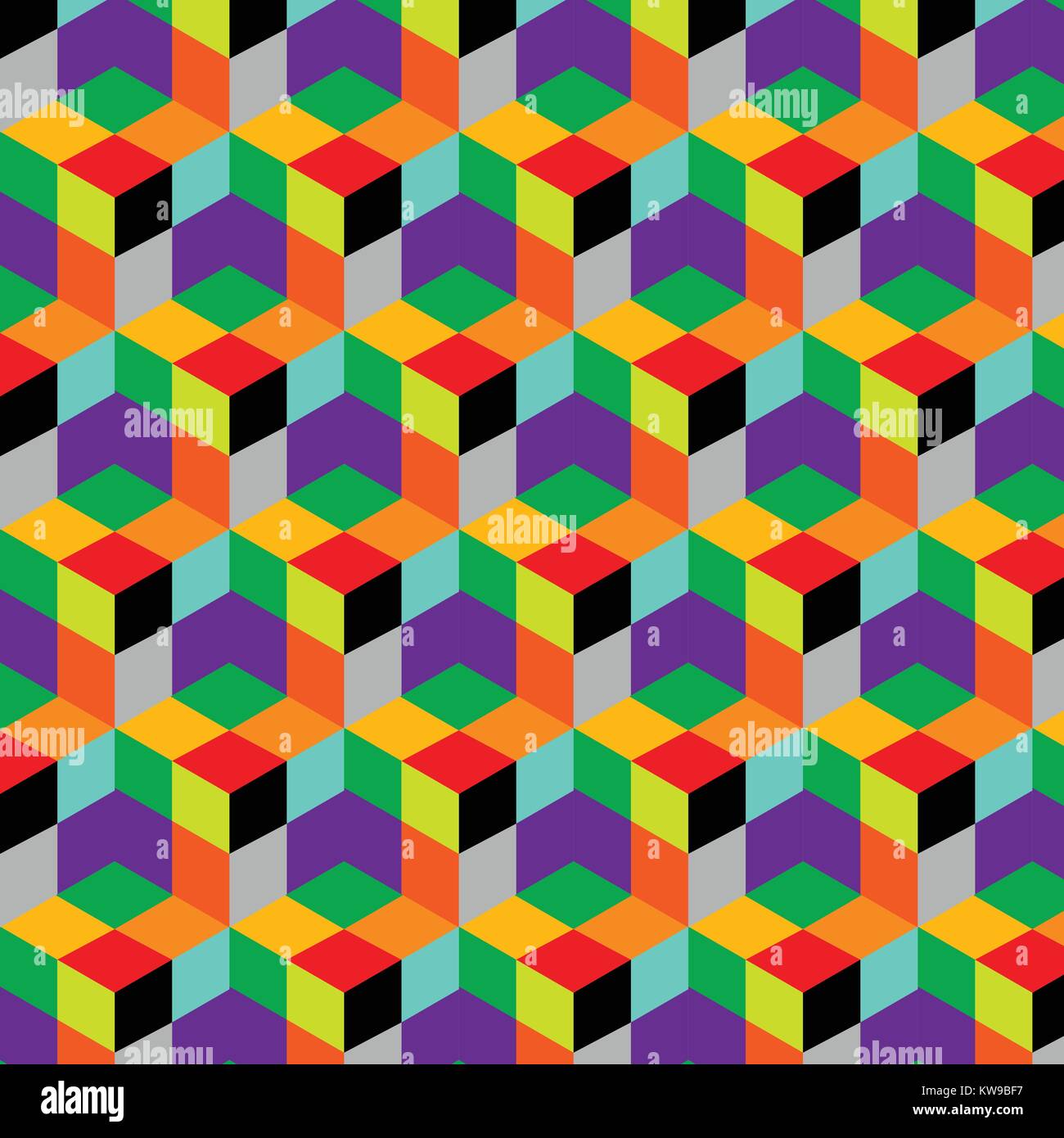 seamless, abstract cube pattern. Colorful design, geometric 3d vector ...