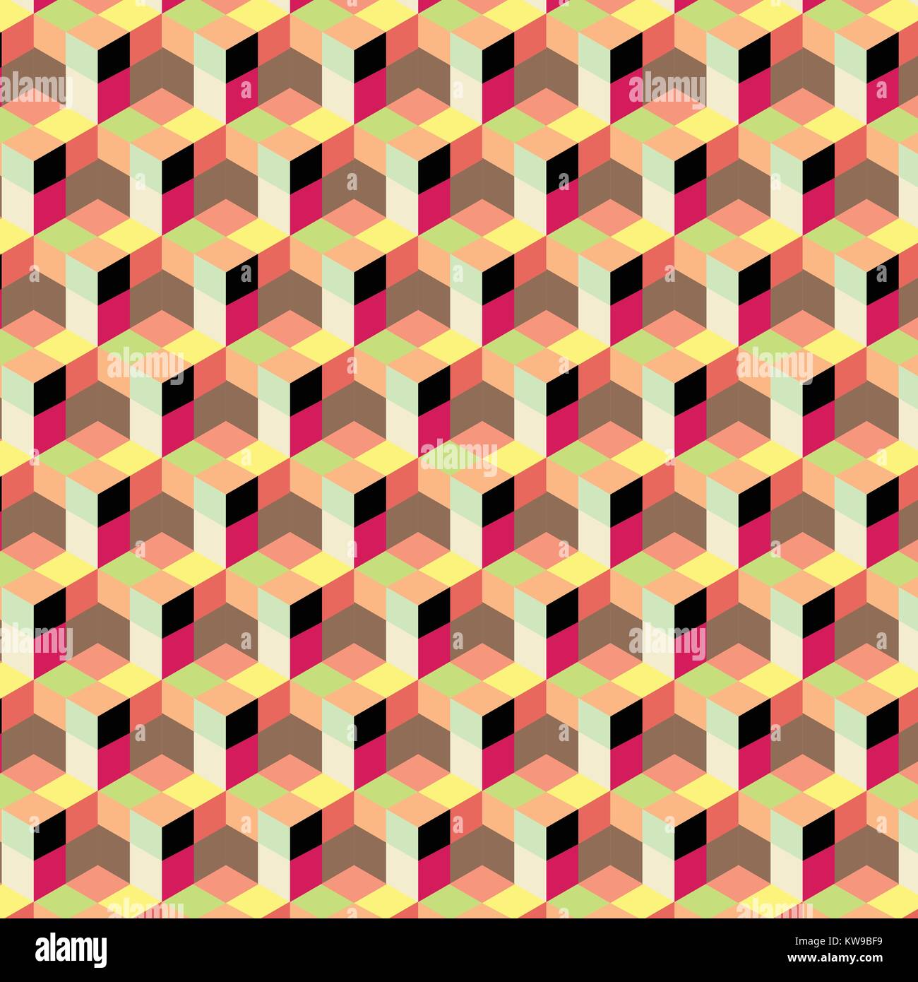 Seamless Abstract Cube Pattern Colorful Design Geometric 3d Vector