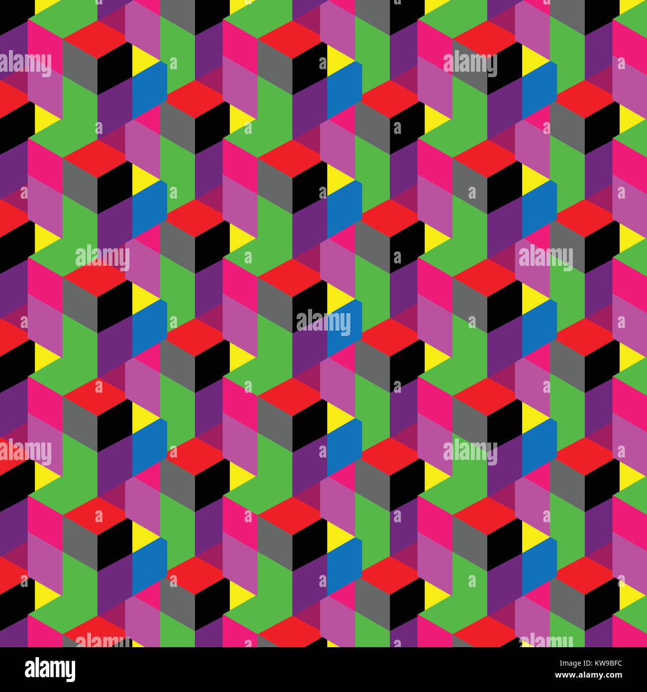 Seamless Abstract Cube Pattern Colorful Design Geometric 3d Vector