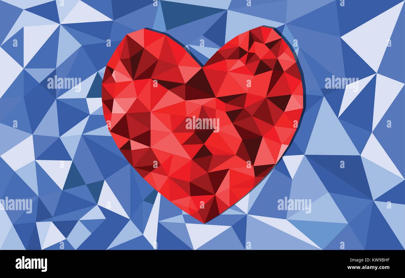 Abstract geometric Polygon heart valentine background Colorful mosaic ...