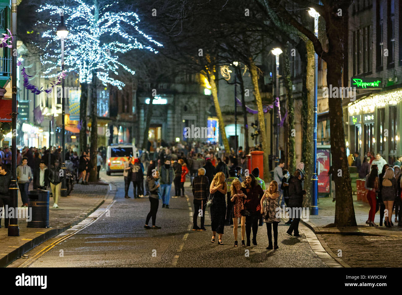 Revellers in Wind Street, Swansea Stock Photo - Alamy