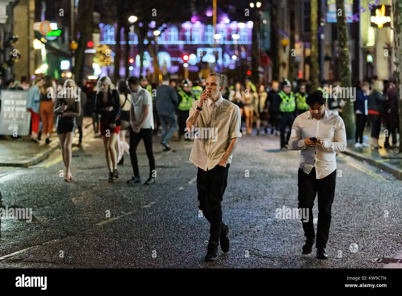 Revellers in Wind Street, Swansea Stock Photo - Alamy