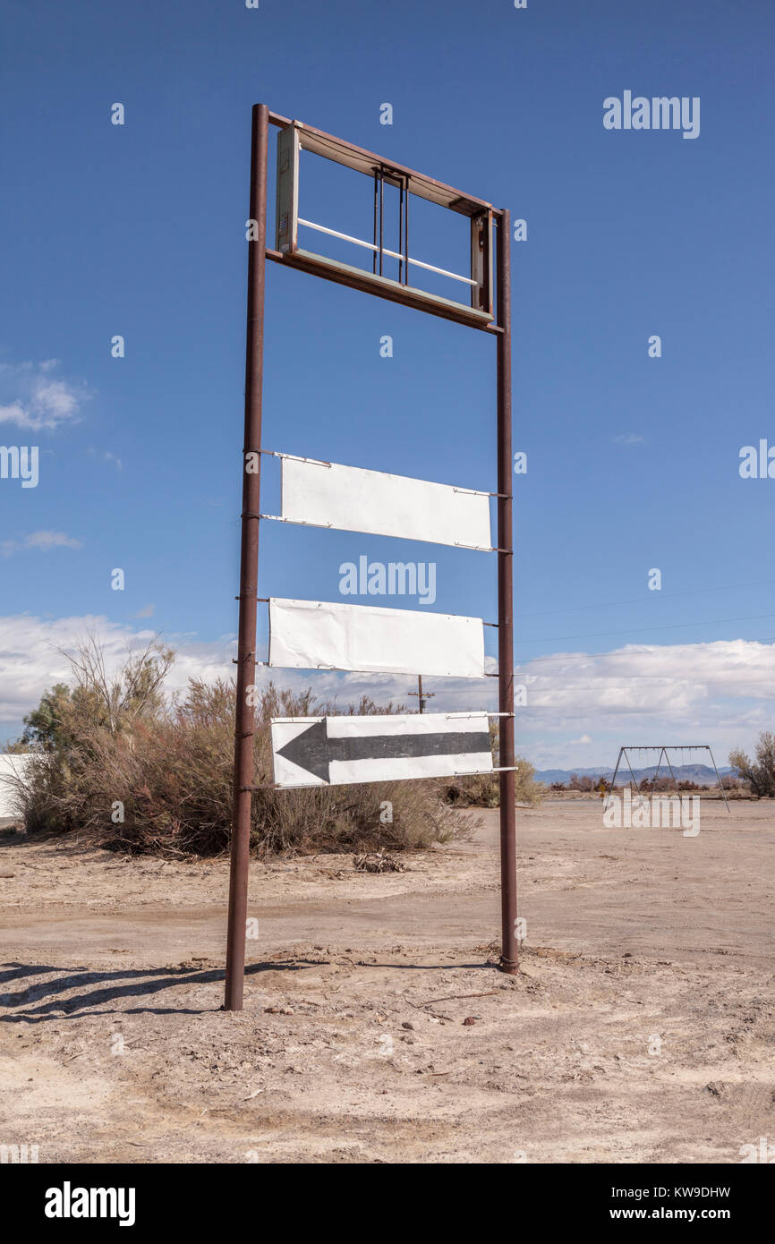 Blanked out signs at Death Valley Junction, California Stock Photo - Alamy