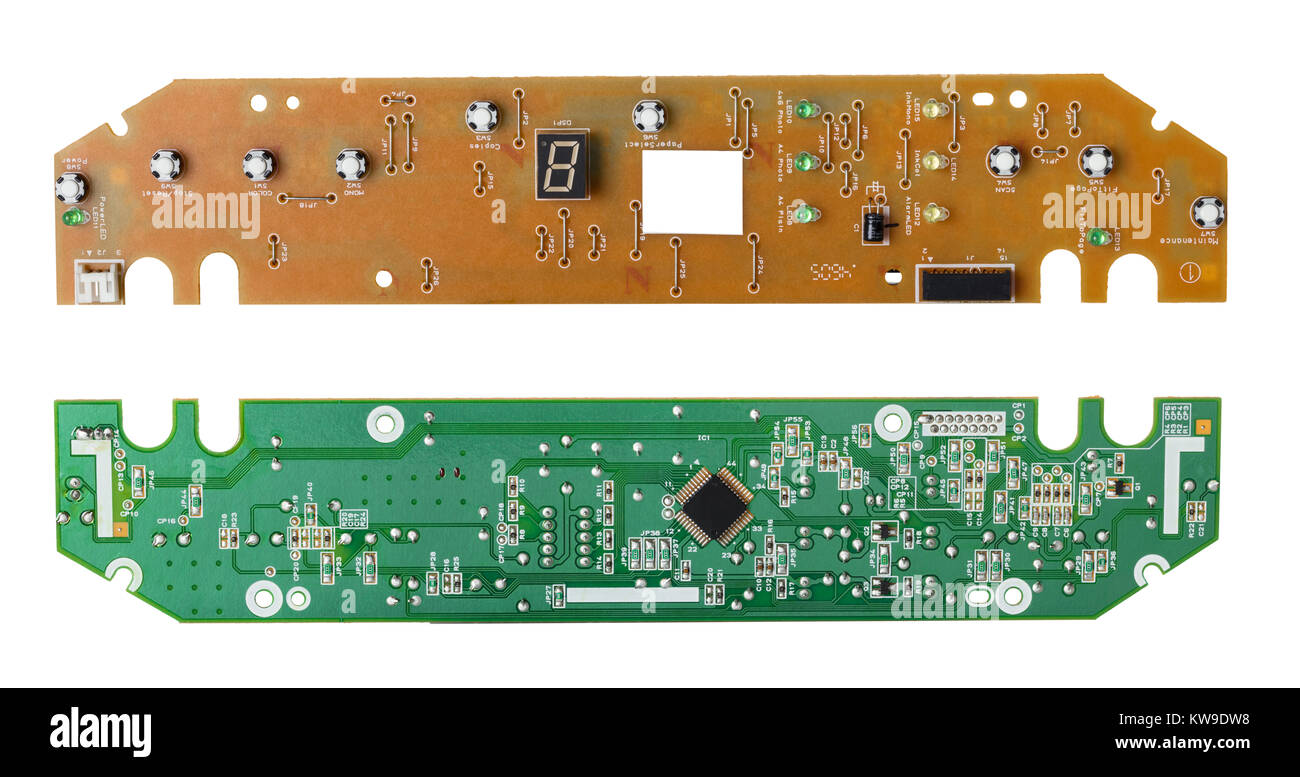 electronic microcircuit close-up on white isolated background Stock ...