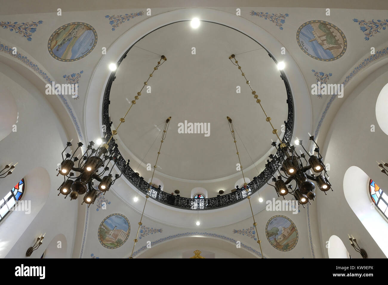 Inner dome ceiling of the reconstructed Hurva synagogue also known as ...