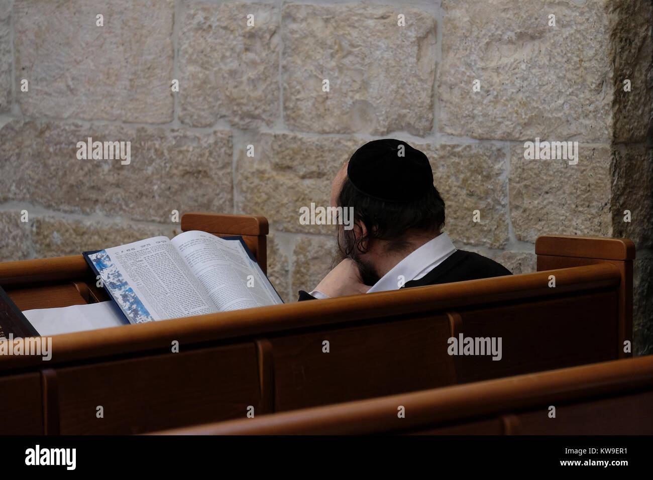 Orthodox Jew reading and learning the Gemara which is text of Rabbinic ...