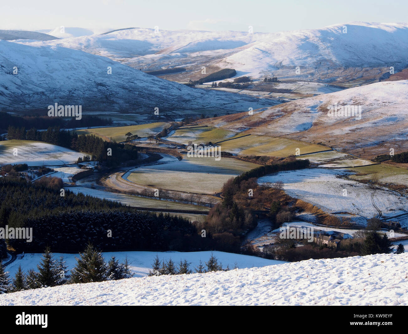 View from Shaw's hill, Ettrickbridge, Southern Uplands, Scotland Stock ...