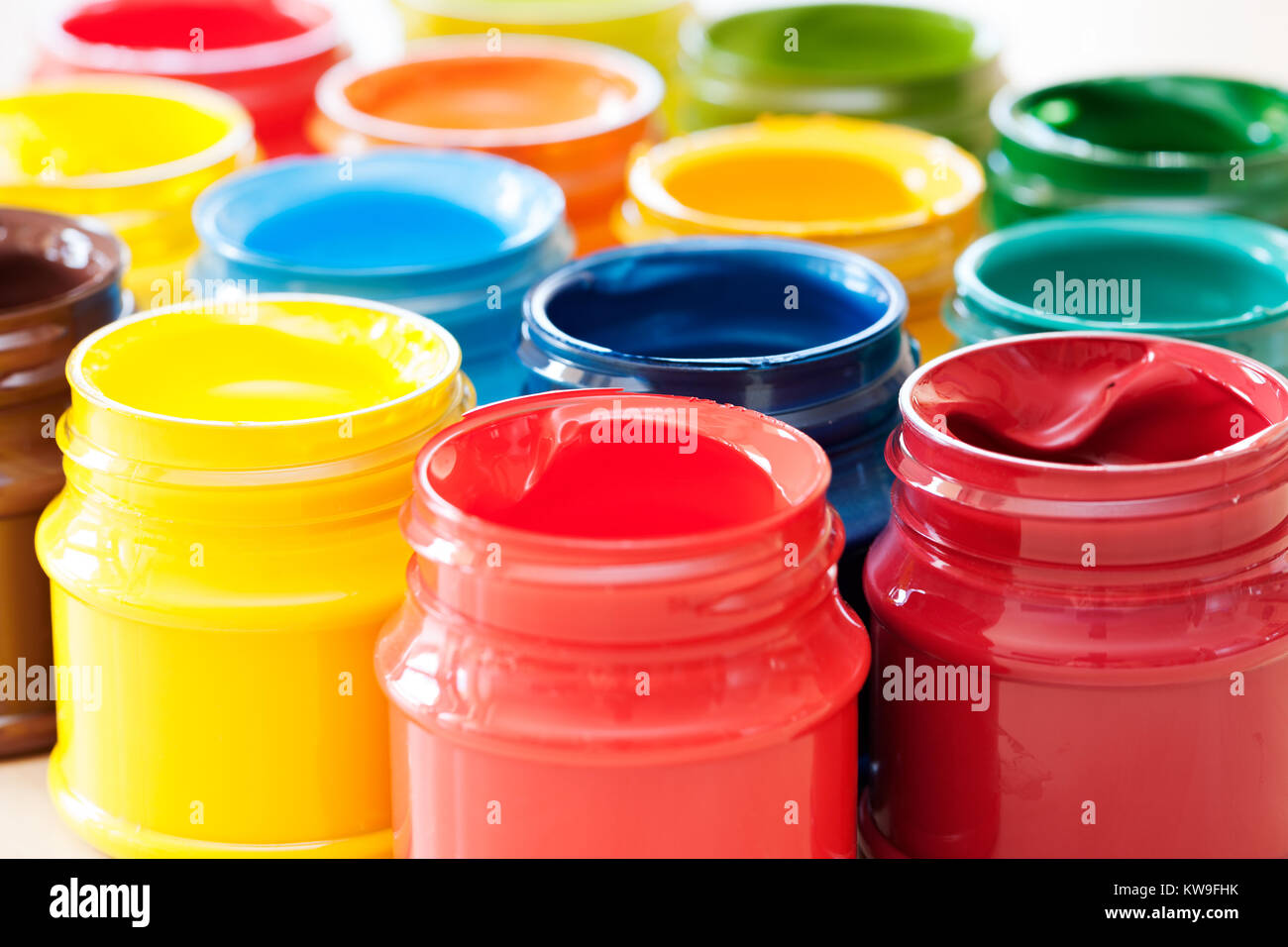 Colorful paints bottles Stock Photo - Alamy
