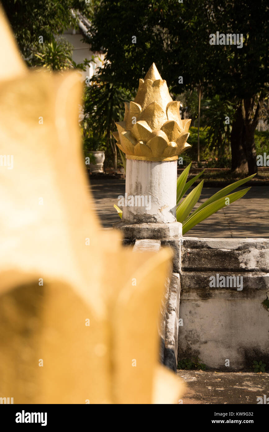golden lotus post in wat Sene Souk Haram in Luang Prabang, Laos Stock ...
