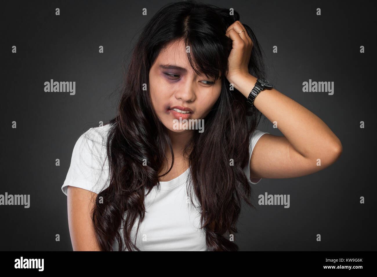 A portrait of a asian woman victim of domestic abuse Stock Photo - Alamy