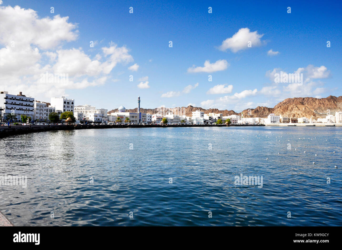 Breath taking view of the sea and mountains at Oman Stock Photo - Alamy