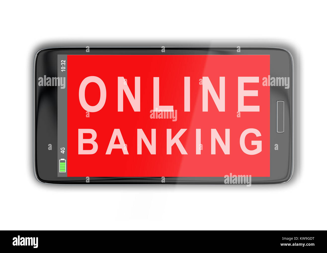 3D illustration of ONLINE BANKING title on cellular screen, isolated on ...