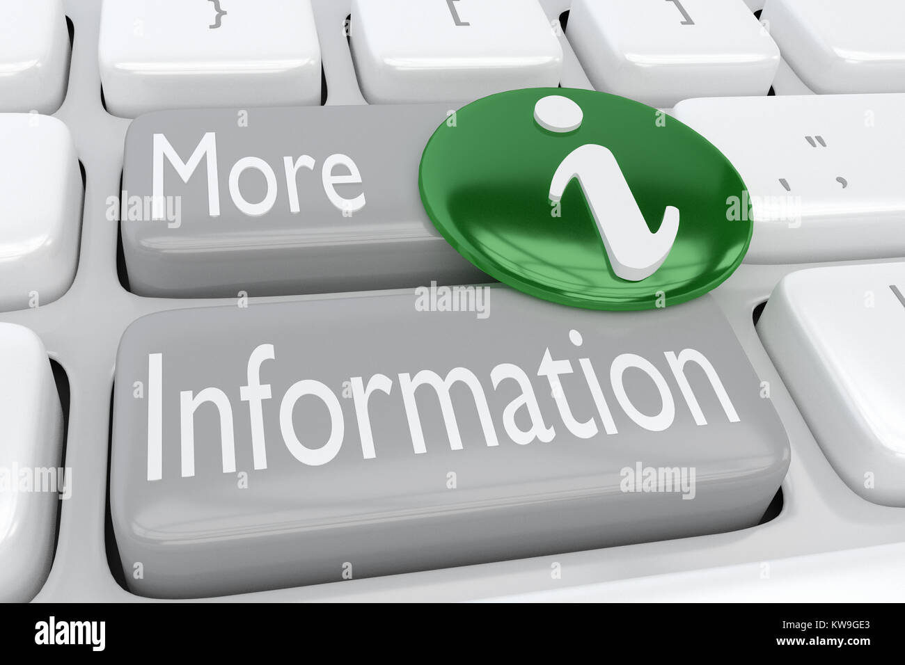 3D illustration of computer keyboard with the print More Information on two adjacent gray ...