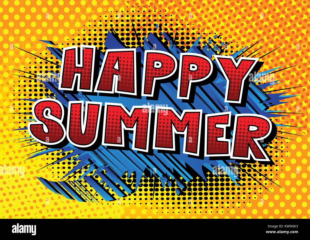 Happy Summer - Comic book style word on abstract background Stock ...