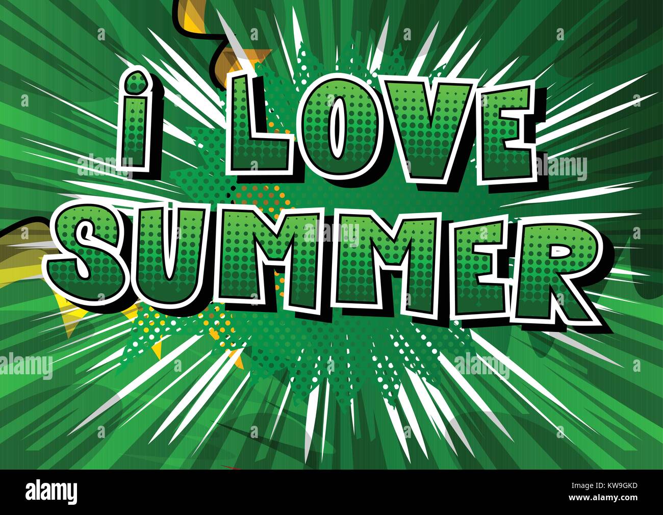 I Love Summer - Comic book style word on abstract background Stock ...
