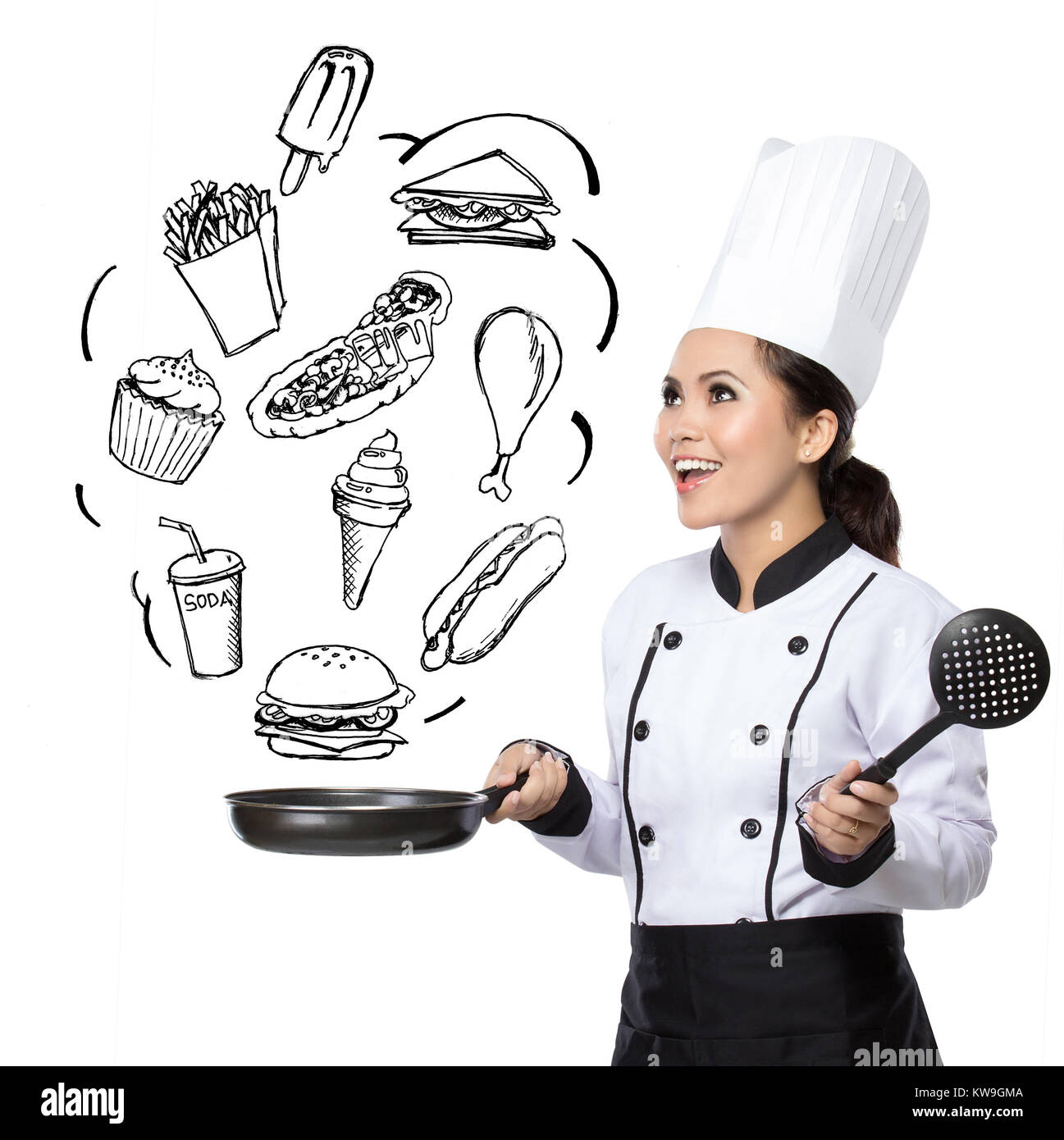 portrait of young woman Chef cooking. conceptual Stock Photo - Alamy