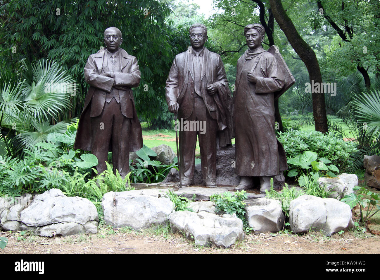 Bronze statues on chinese leaders in park, Guilin, China Stock Photo ...