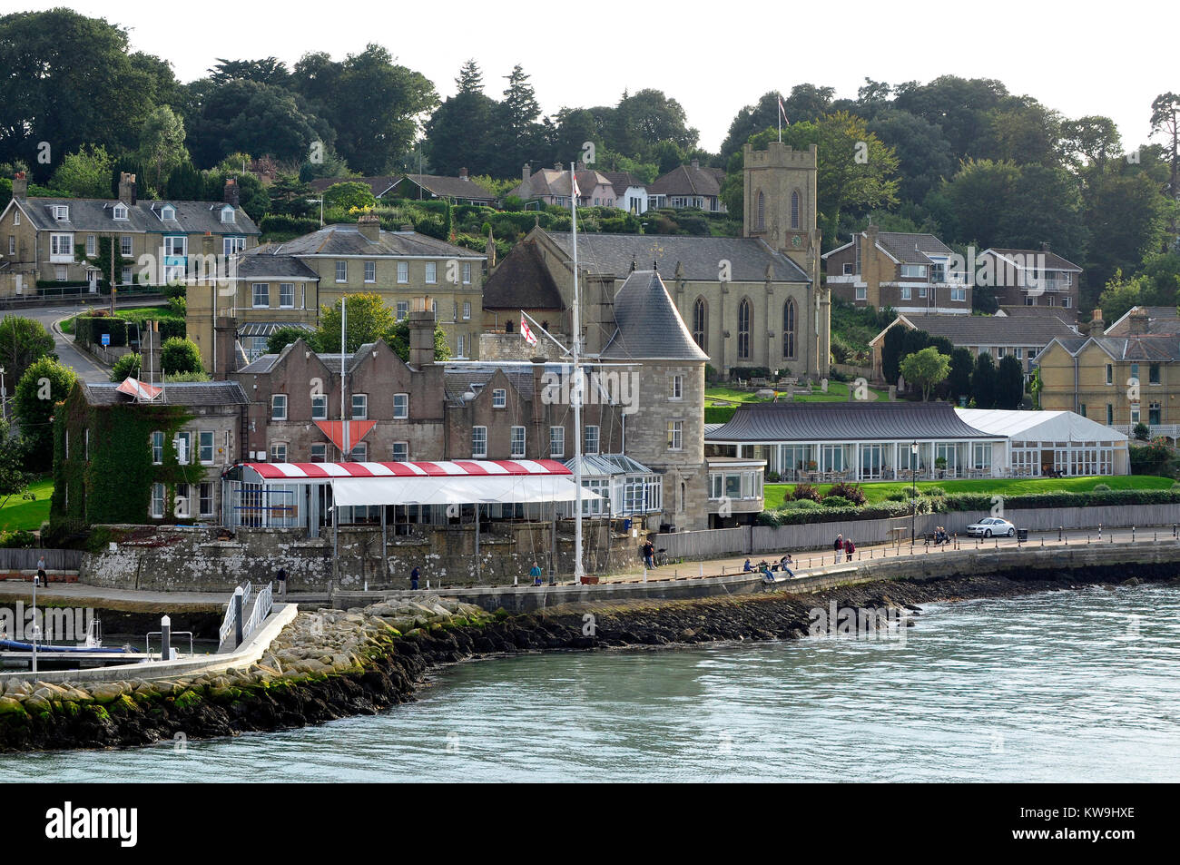 the royal yacht squadron buildings and harbour on the seafront or ...