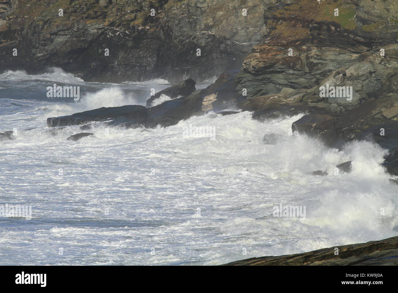 Rough seas at Trebarwith Strand, North Cornwall, Rngland, UK Stock ...