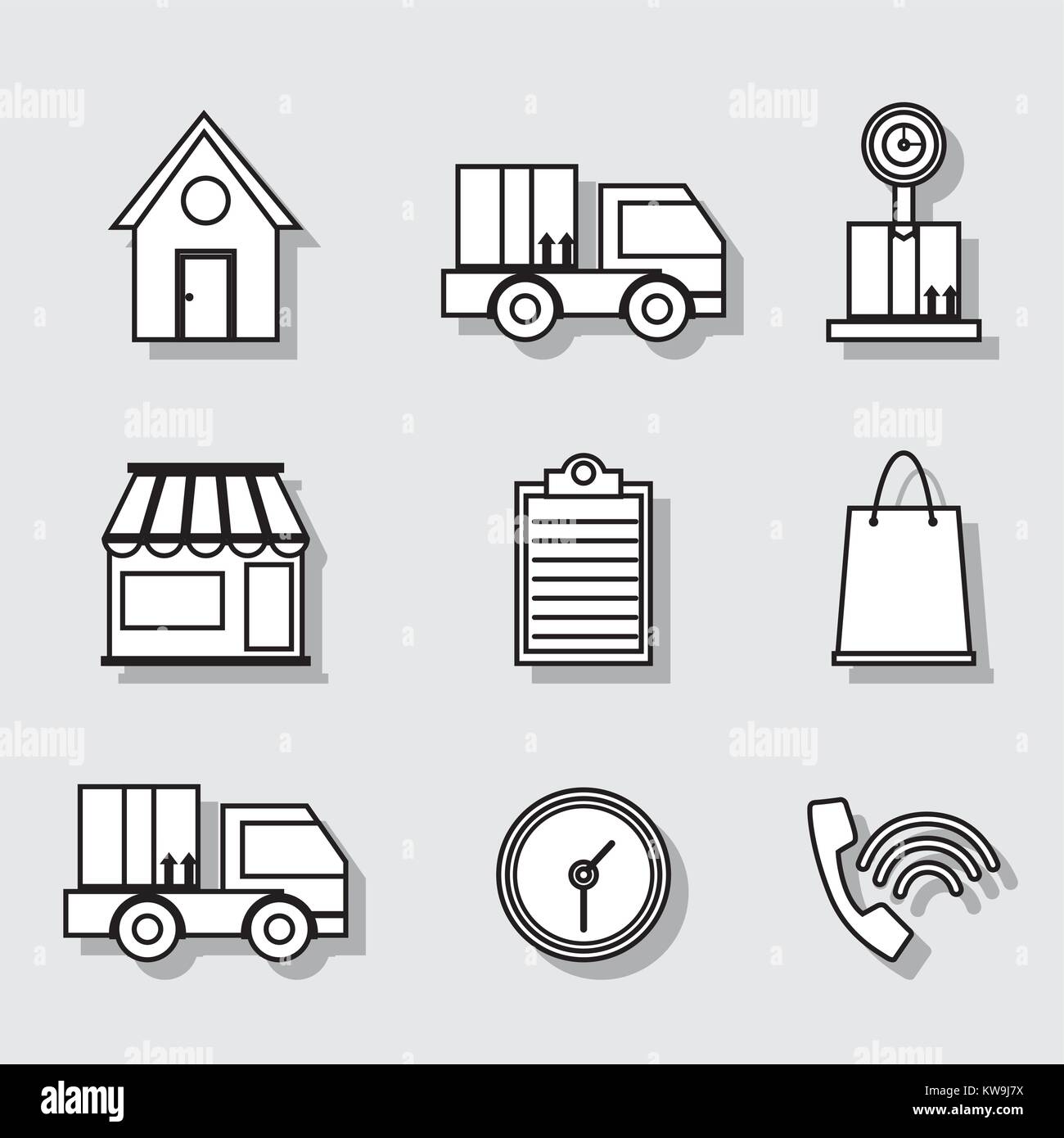 set delivery shipping business service vector illustration Stock Vector ...