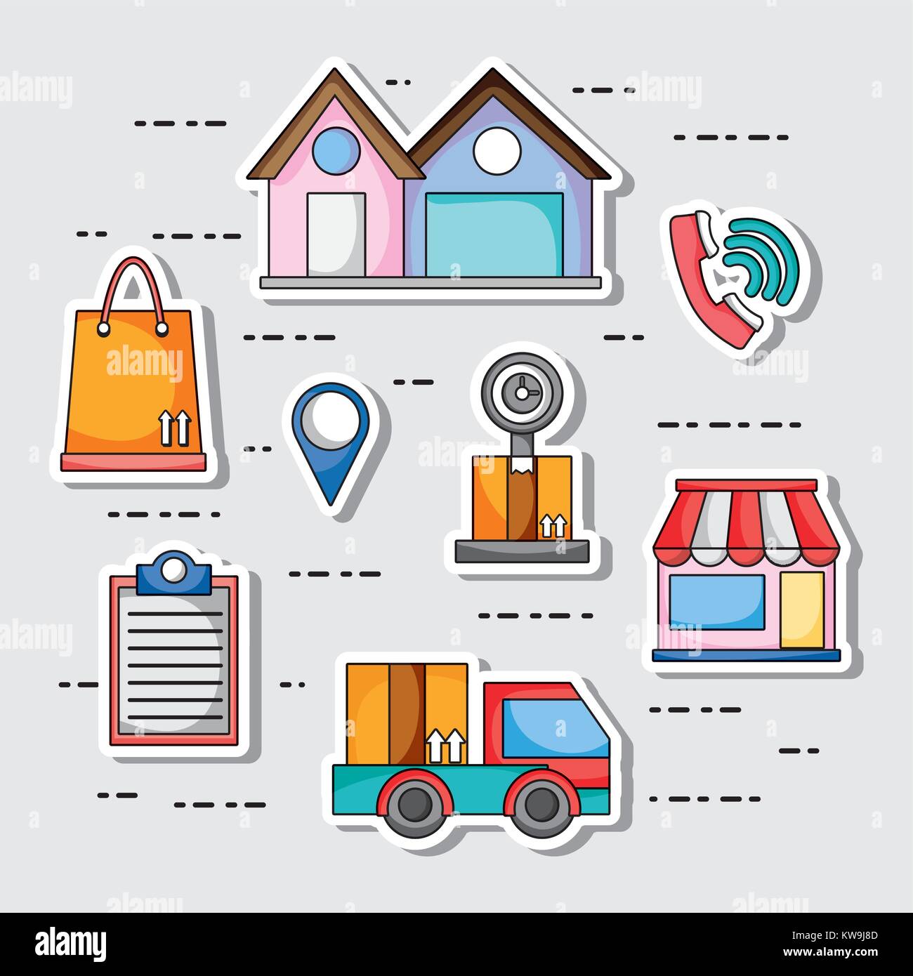 set delivery shipping business service vector illustration Stock Vector ...