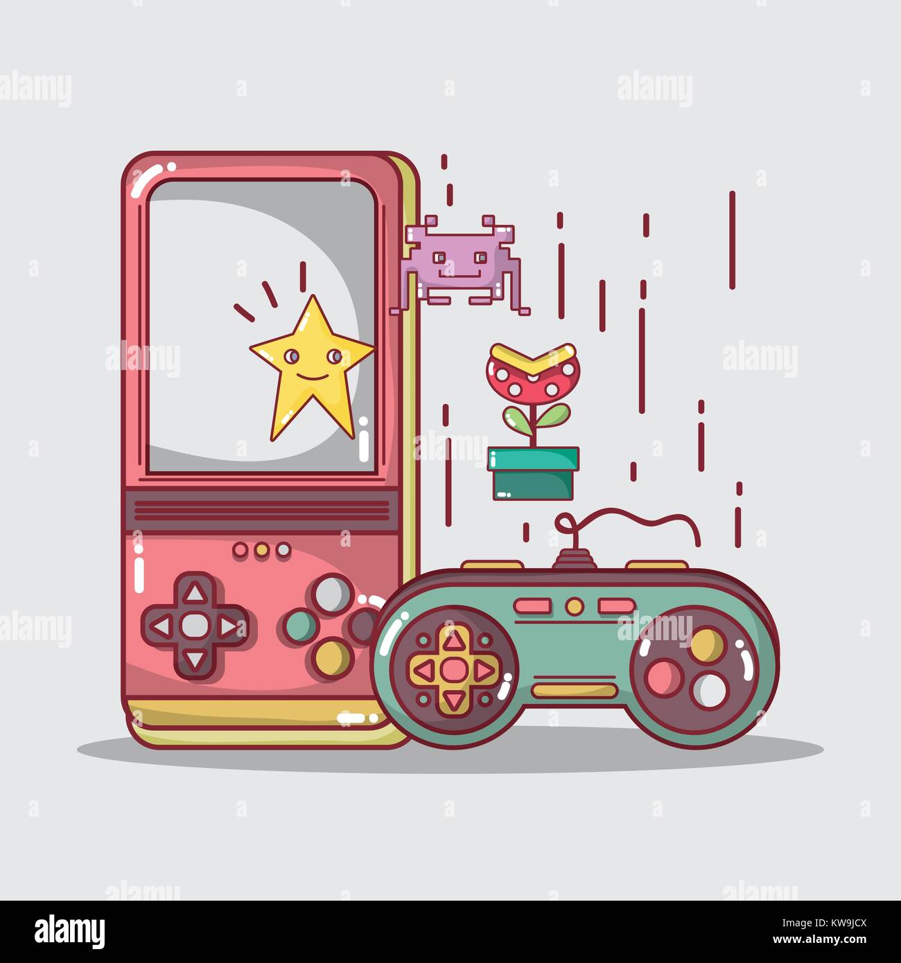 digital videogame play game simulator vector illustration Stock Vector ...