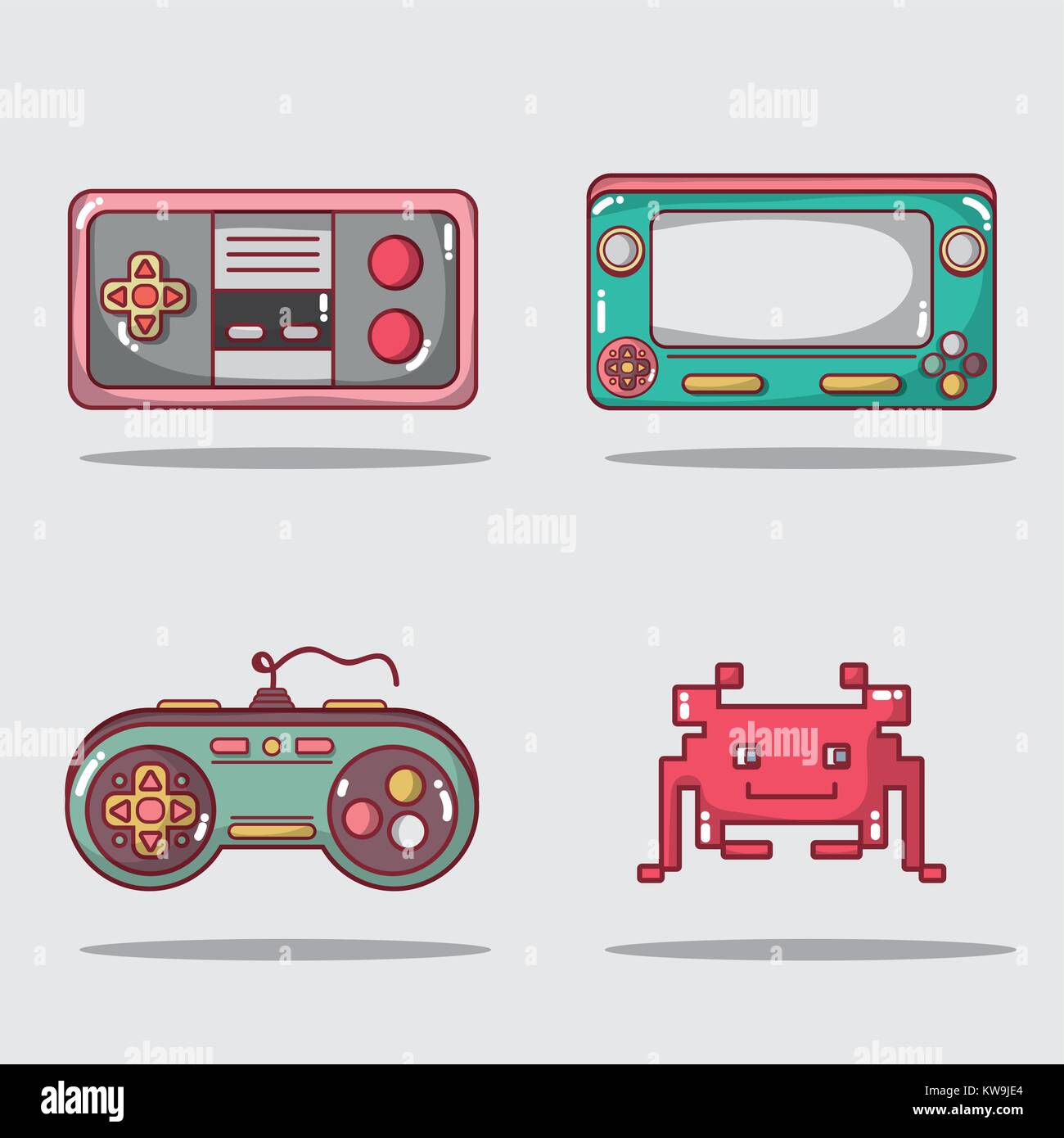 set videogame play game simulator vector illustration Stock Vector ...