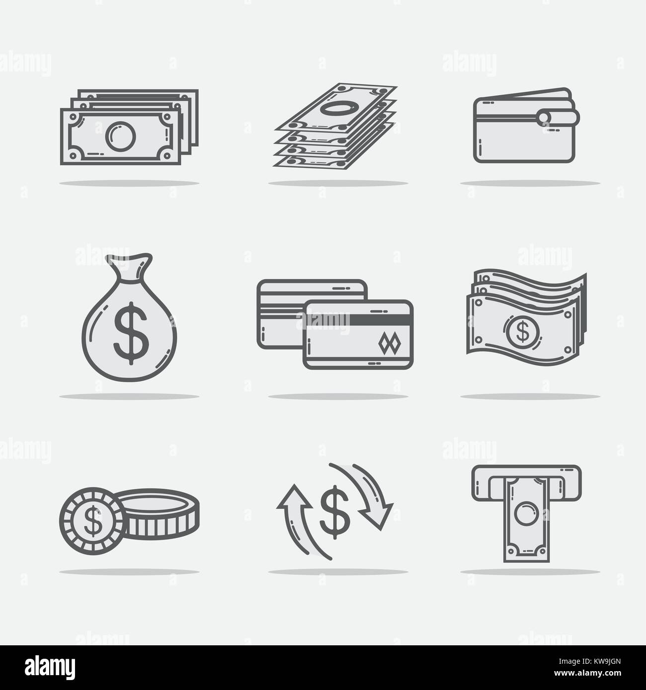 set business economy liner icon vector illustration Stock Vector Image ...