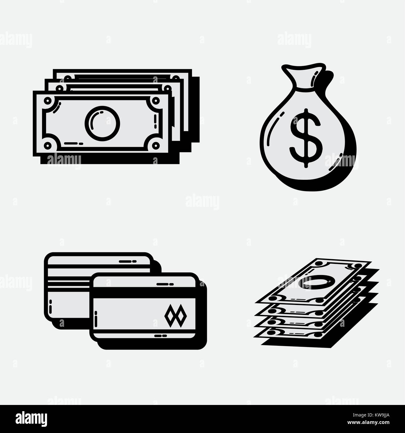 set business economy liner icon vector illustration Stock Vector Image ...