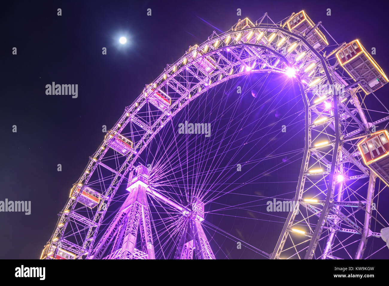 Wien, Vienna: Riesenrad (Ferris Wheel) in Prater, full moon, 02 ...