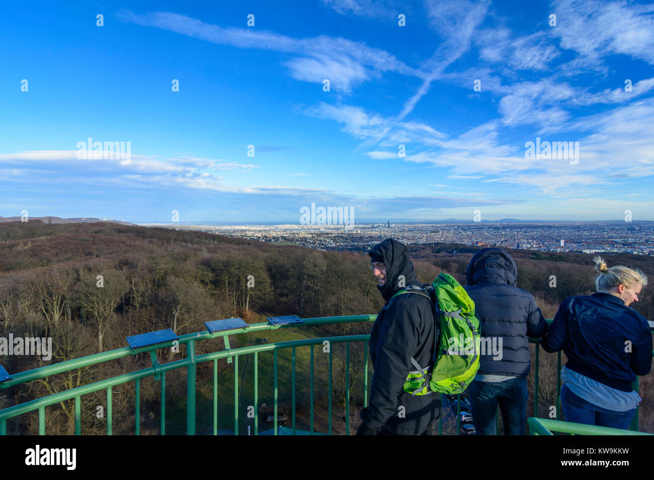 Wien, Vienna: observation tower Jubiläumswarte, view to Wienerwald and ...
