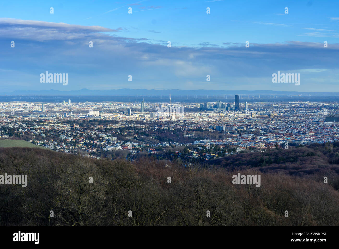 Wien, Vienna: view from observation tower Jubiläumswarte to Wienerwald ...