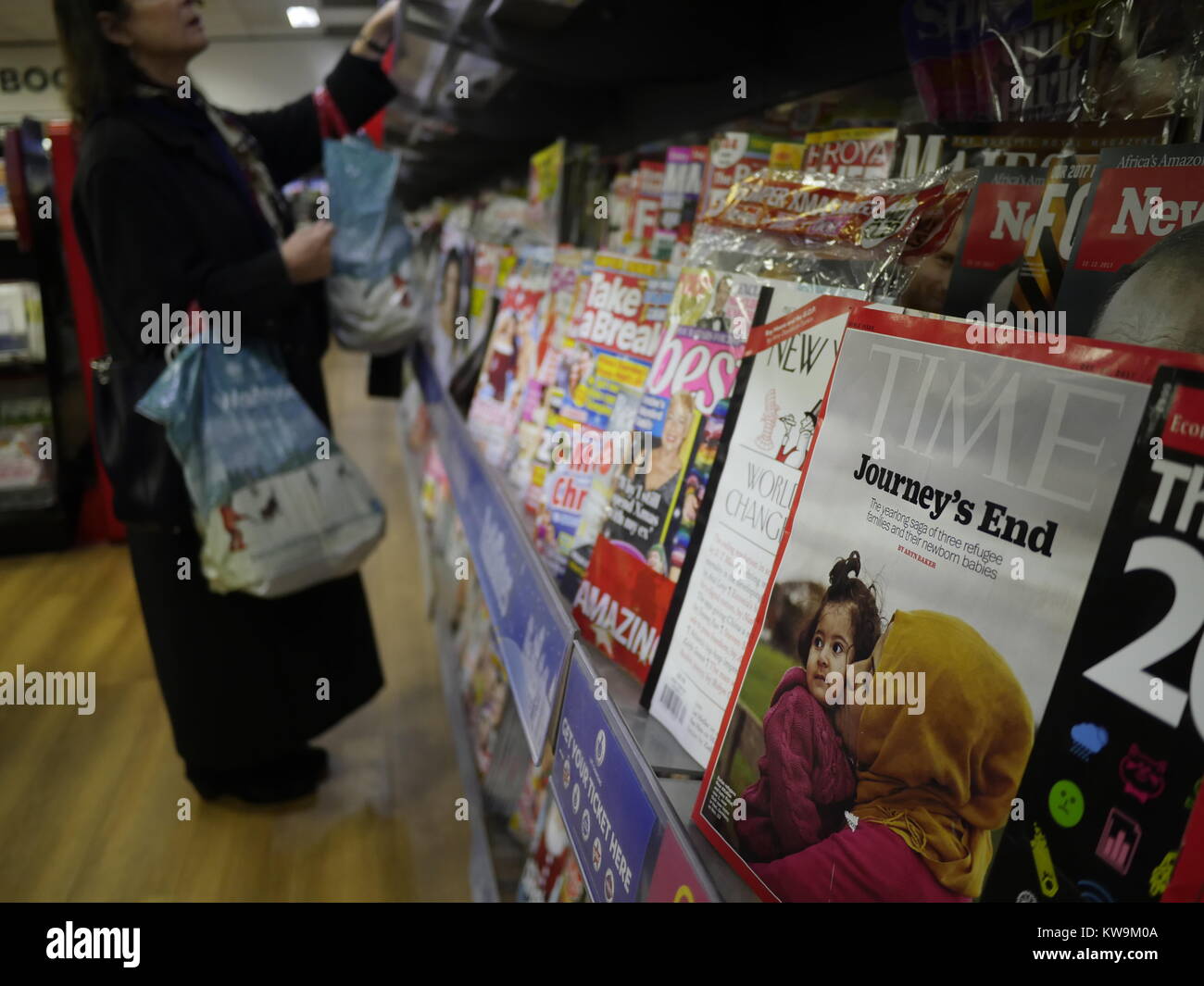 Time Magazine on newsagent shelf, London, Time inc, Time Warner Stock ...