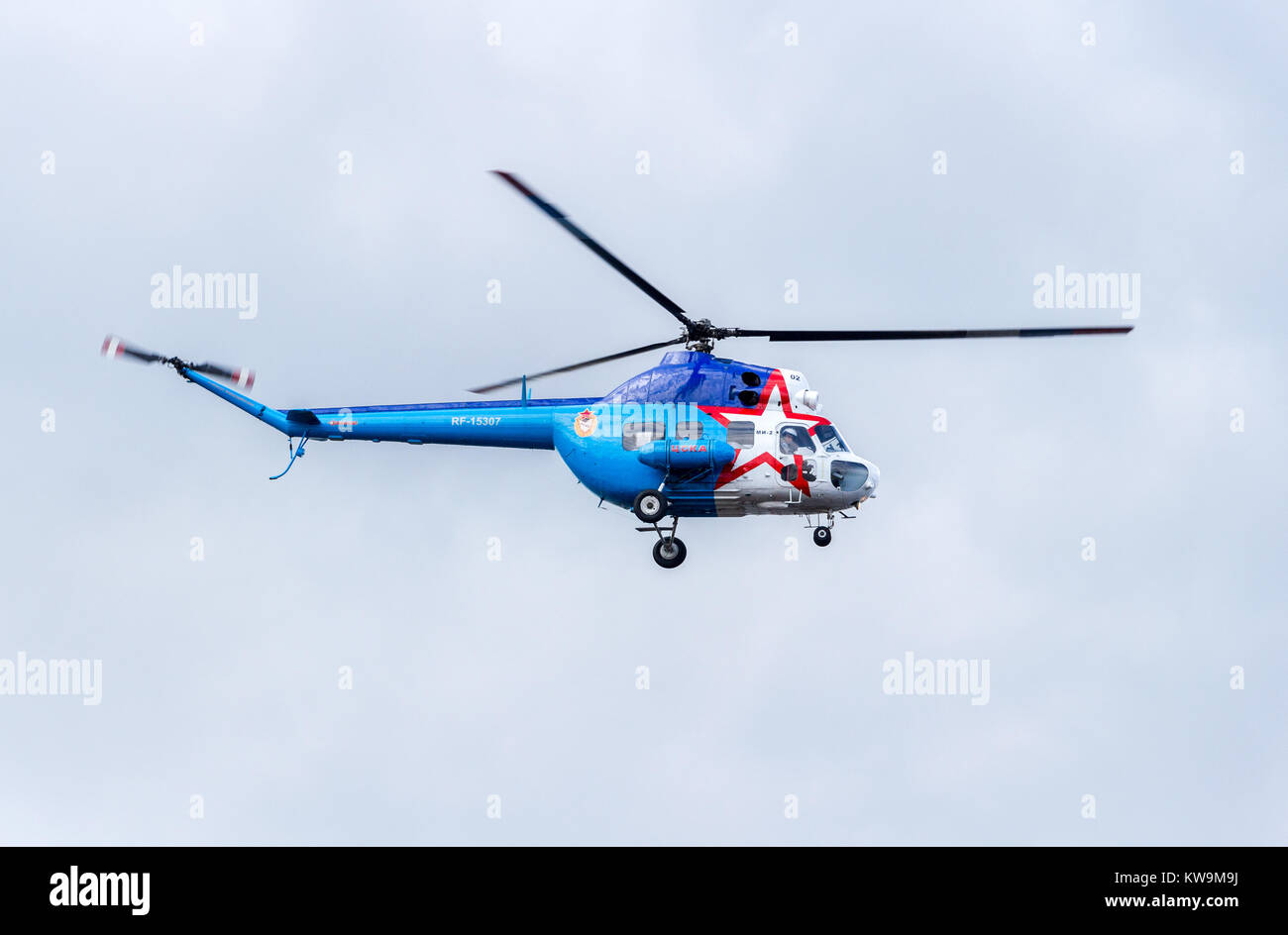 Samara, Russia - September 10, 2017: Russian Air Force Mi-2 helicopter ...