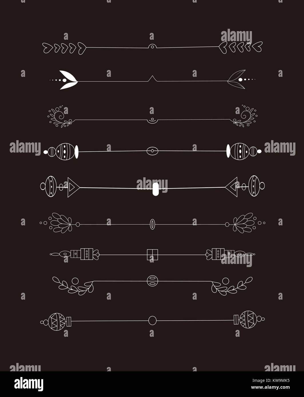 Set Of Hand Drawn Decorative Calligraphic Elements Stock Vector Image ...