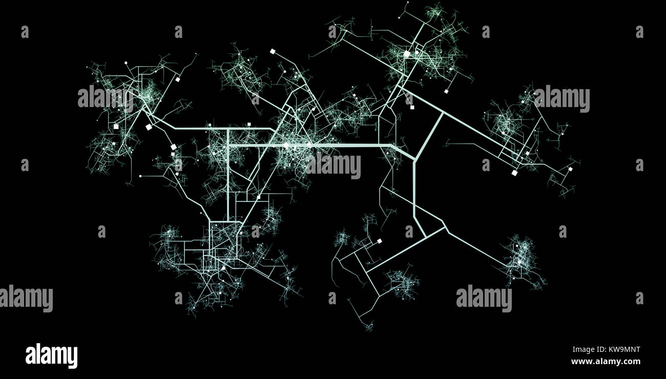 Growing City with Expanding Roads and Map Stock Photo - Alamy