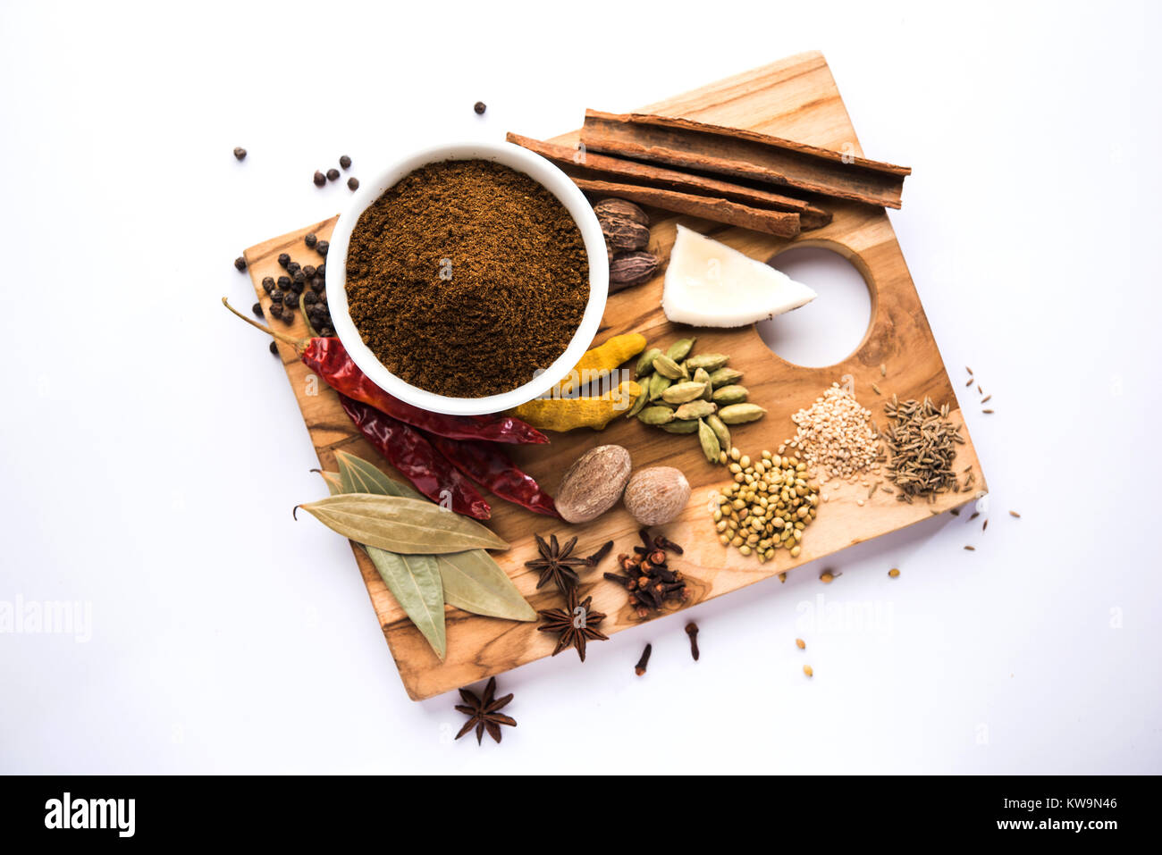 Colourful spices for Garam Masala. Food ingredients for garam masala ...