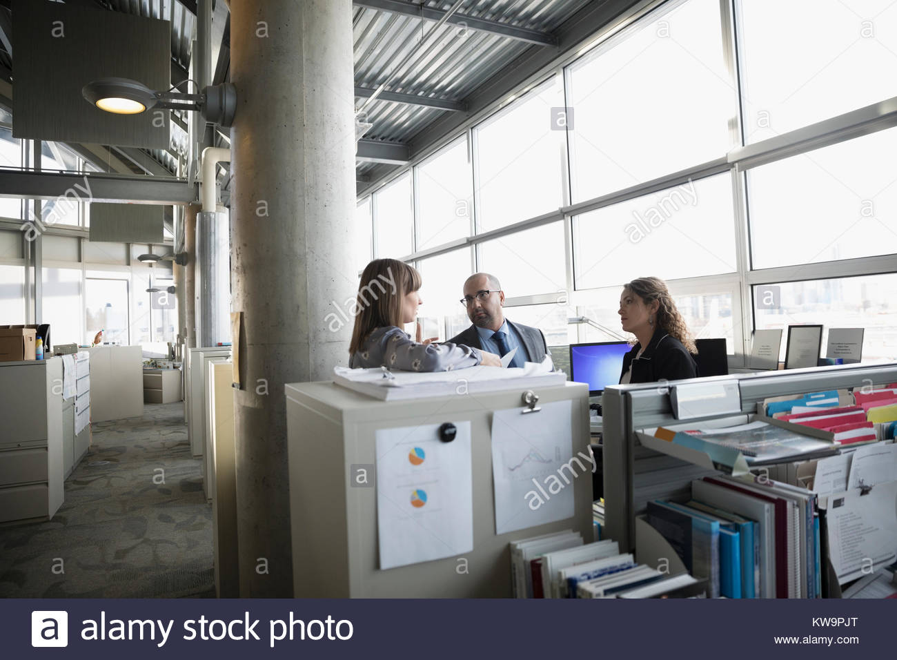 Business people talking,meeting at office cubicle Stock Photo - Alamy