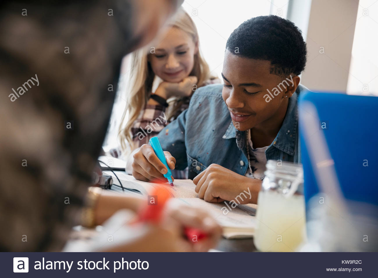 Two boys studying together hi-res stock photography and images - Alamy
