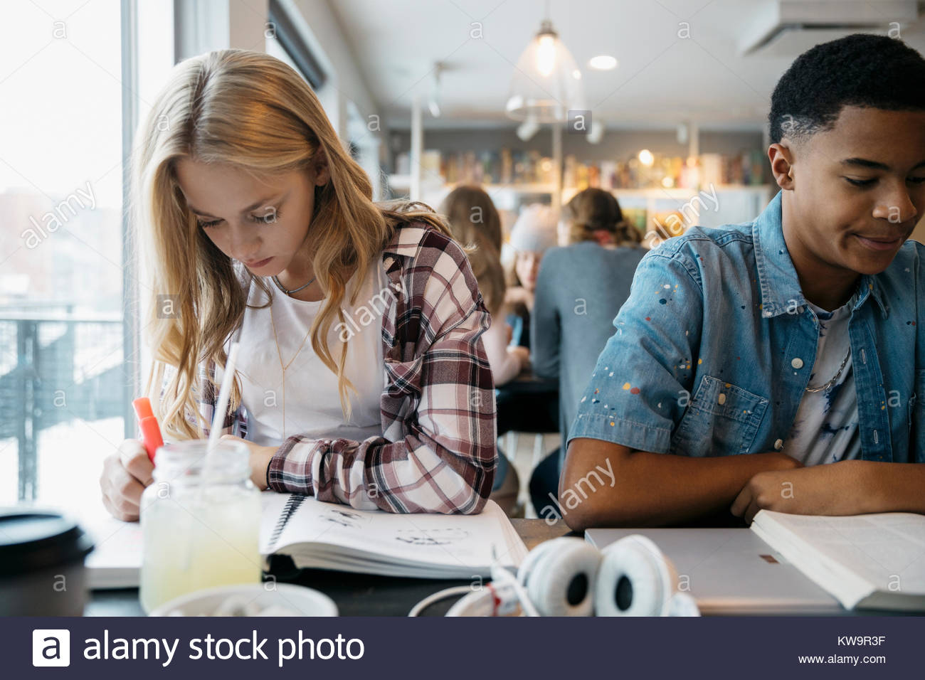 Two boys studying together hi-res stock photography and images - Alamy