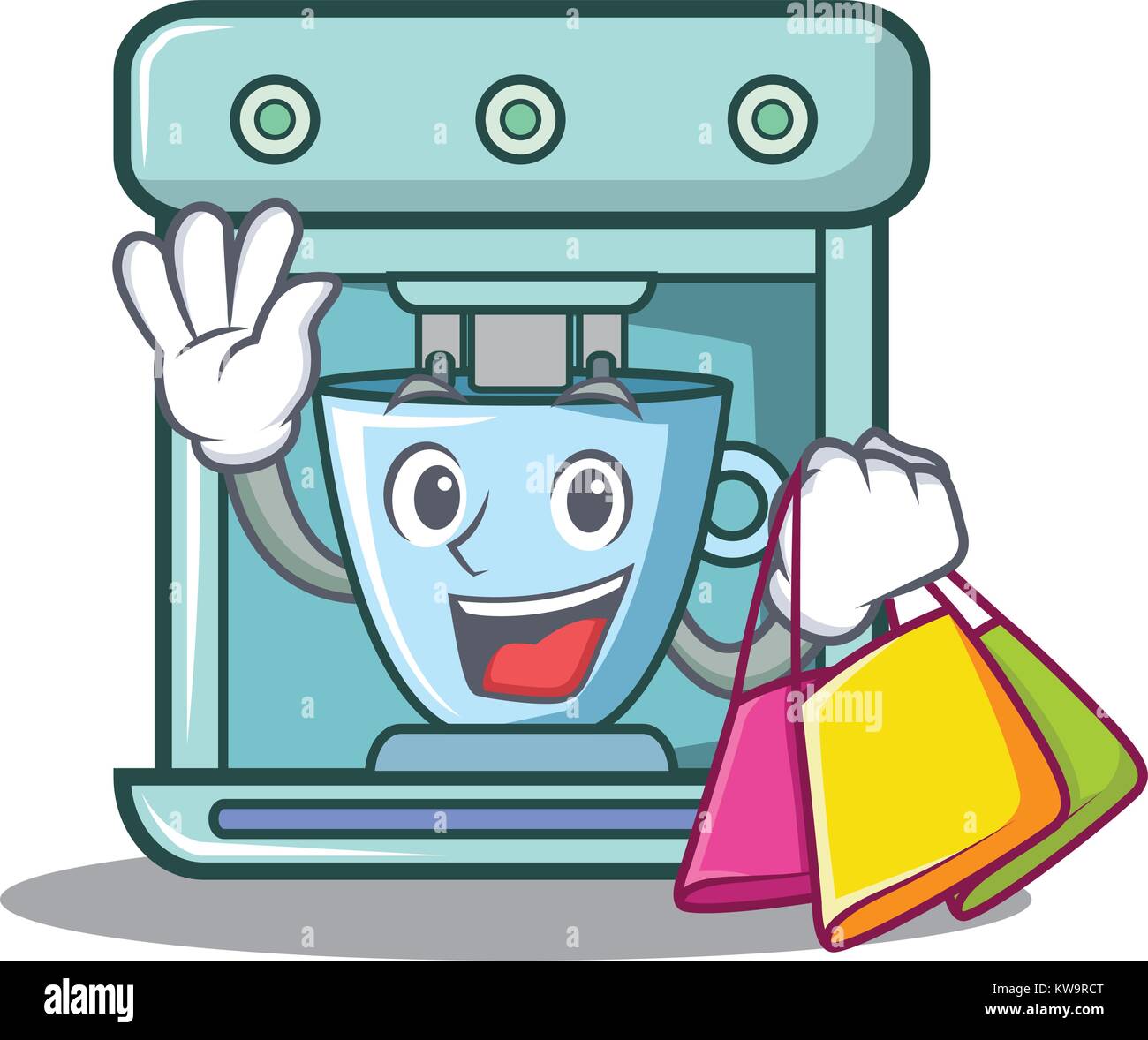 Shopping coffee maker character cartoon Stock Vector Image & Art - Alamy