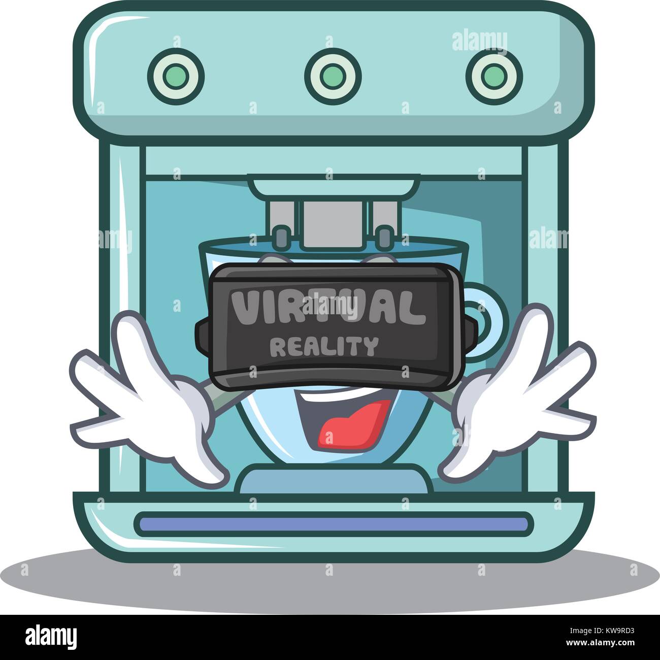 With virtual reality coffee maker character cartoon Stock Vector Image ...