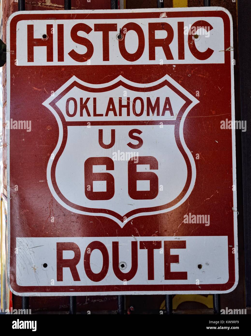 Historic U.S. old Route 66 sign in Oklahoma Stock Photo - Alamy