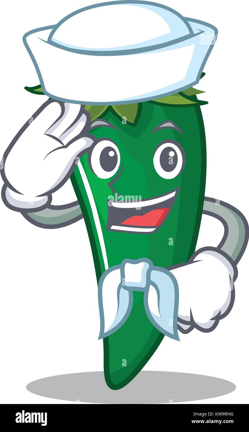 Sailor green chili character cartoon Stock Vector Image & Art - Alamy
