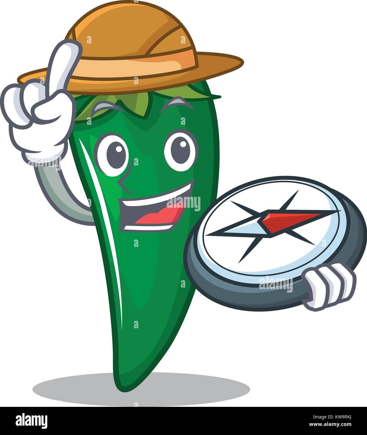 Explorer green chili character cartoon Stock Vector Image & Art - Alamy