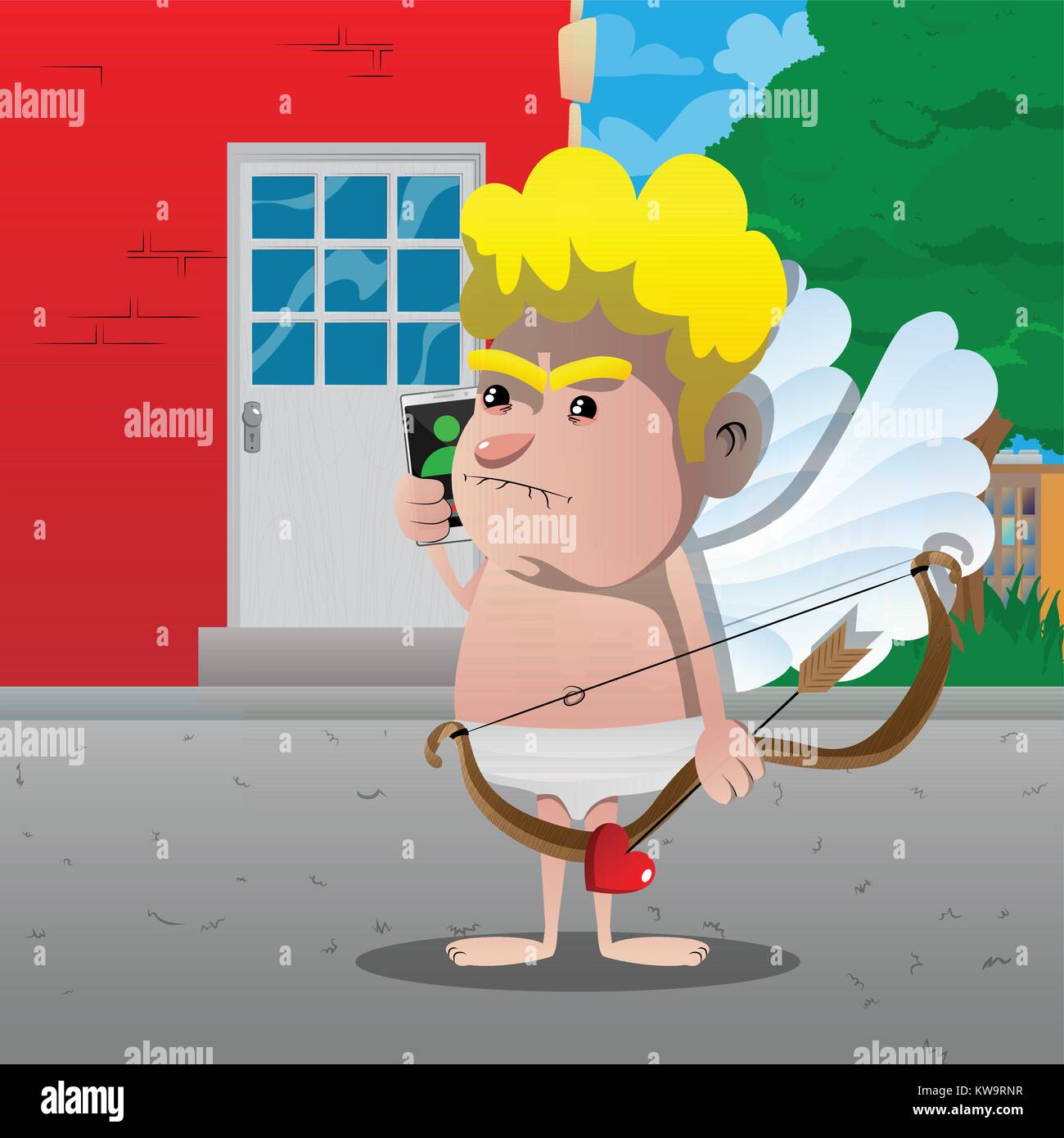 Angel talking on telephone Stock Vector Images - Alamy