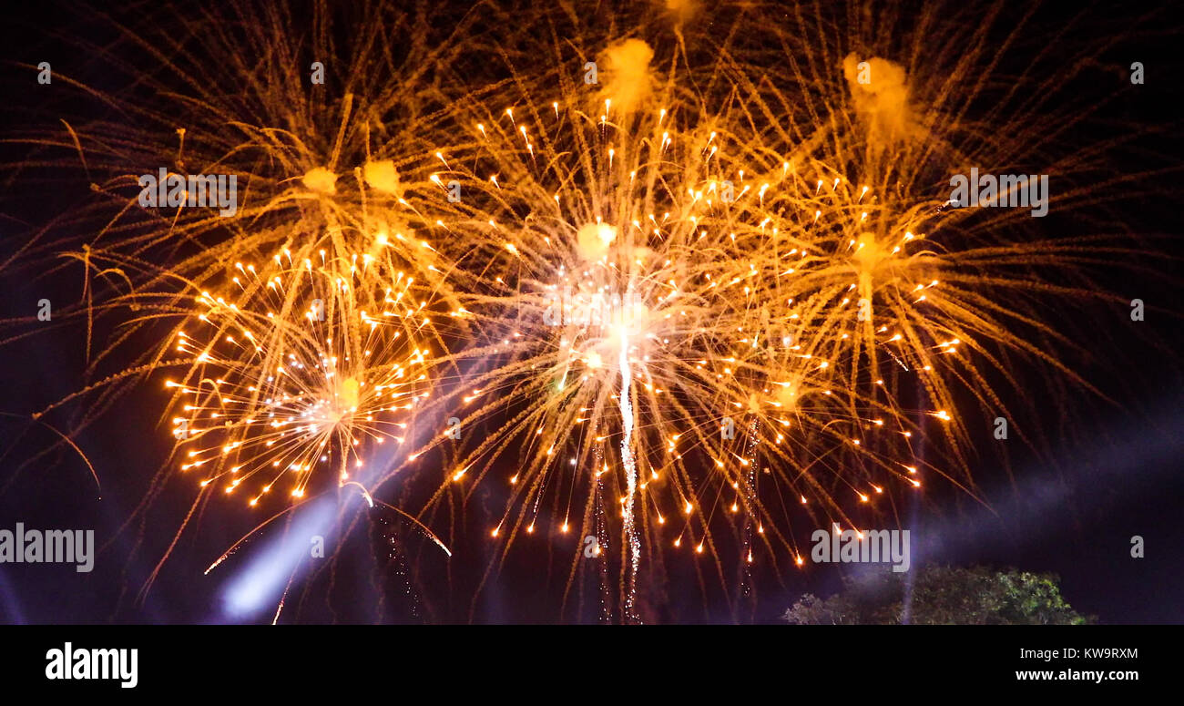 New Year celebration Colorful Fireworks light up the sky with dazzling ...