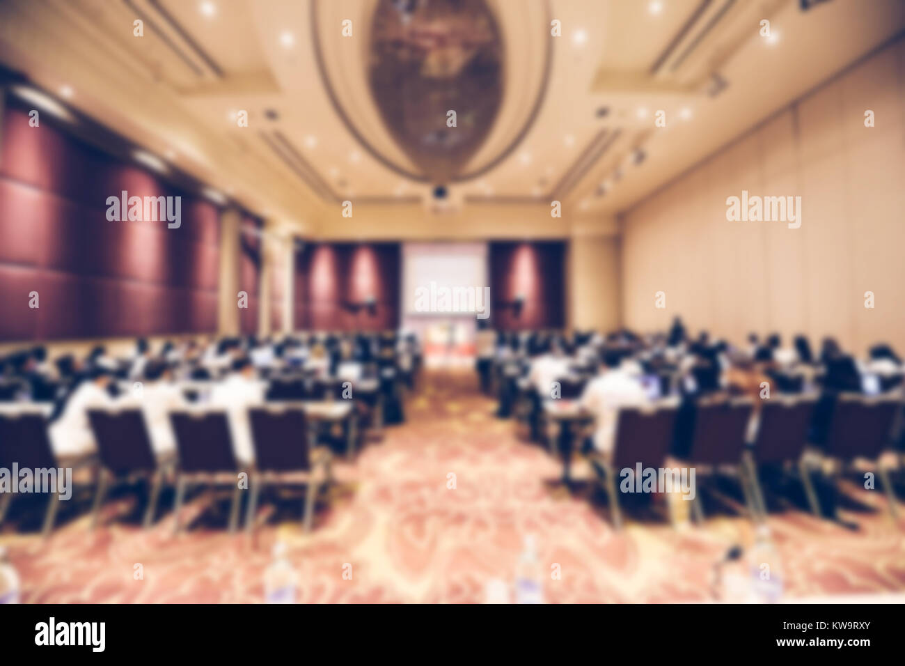 Abstract blurry background of employees seminar and De-focus teamwork ...