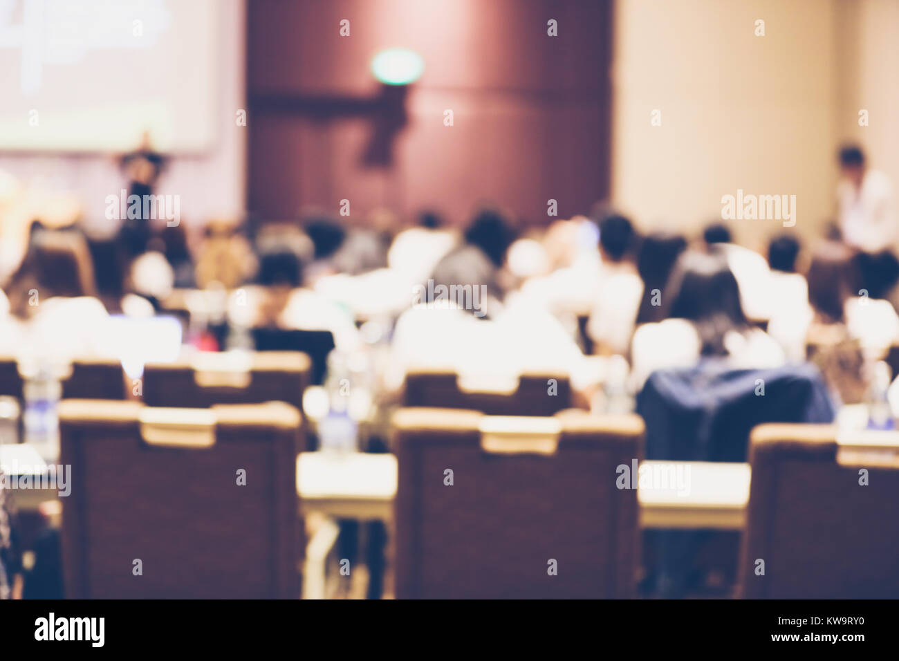 Abstract blurry background of employees seminar and De-focus teamwork ...