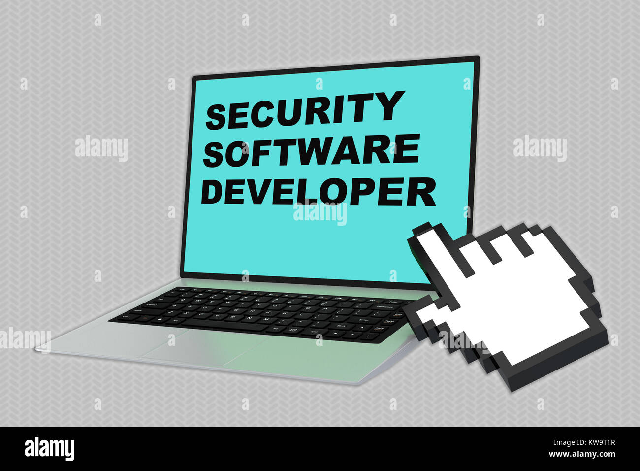 3D illustration of SECURITY SOFTWARE DEVELOPER script with pointing ...